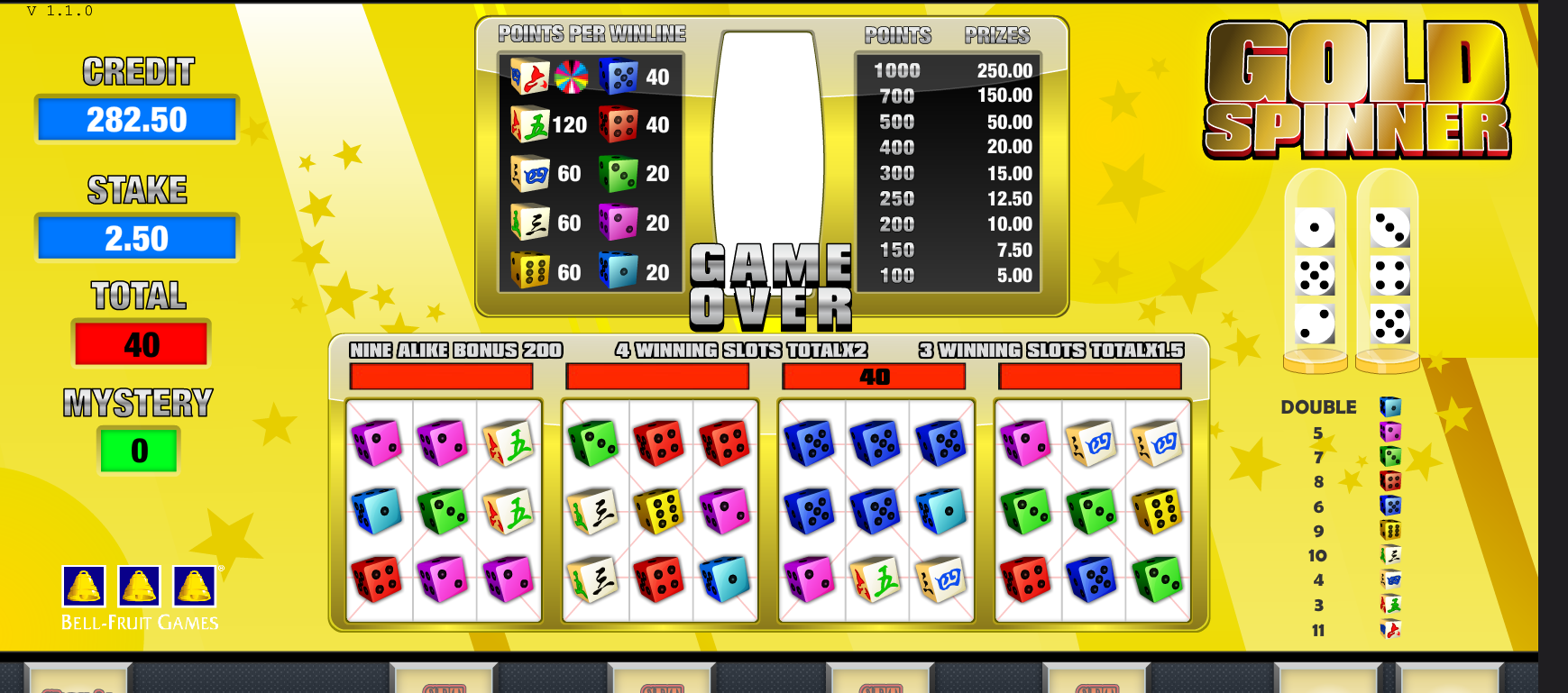 Gold Spinner dice game review door CasinosBelgie.be